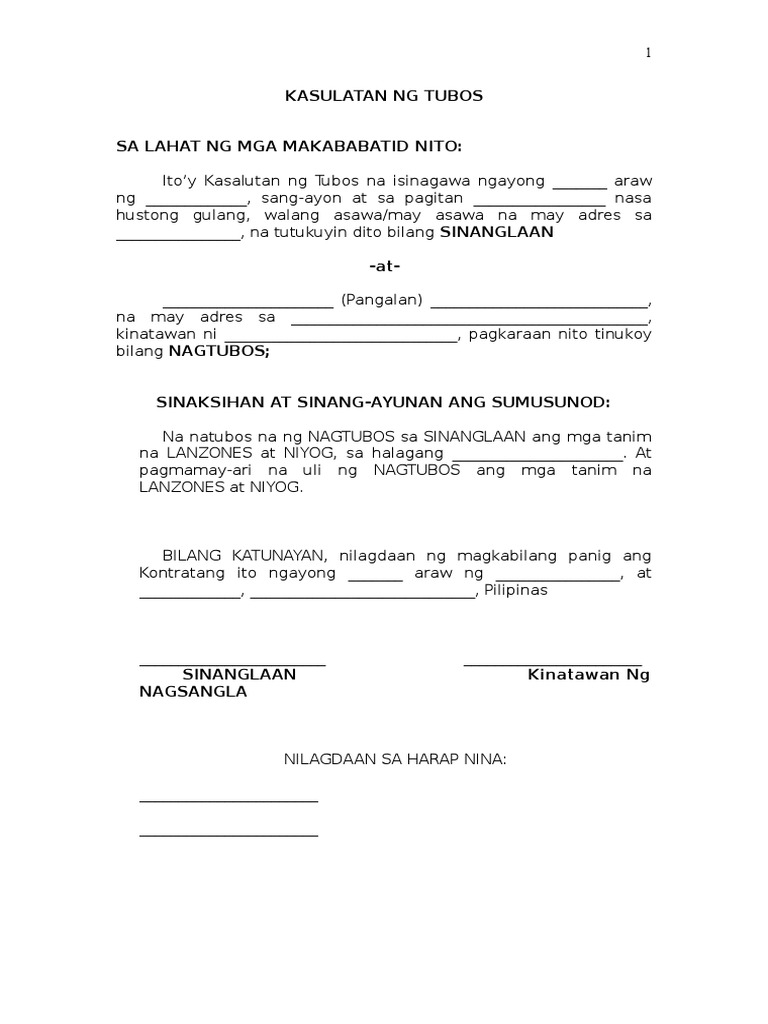 Kasulatan NG Tubos | PDF