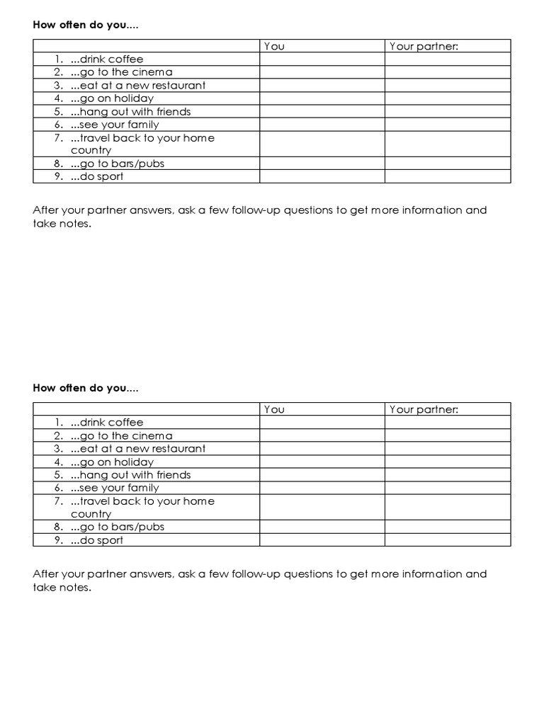 Pair Work With How Often Do You | PDF