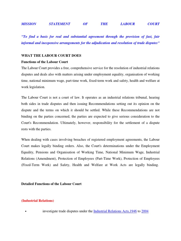 Functions of the Labour Court in India | PDF | Employment | Industrial ...