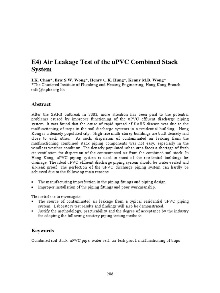 Air Leak Test For uPVC Pipe | PDF