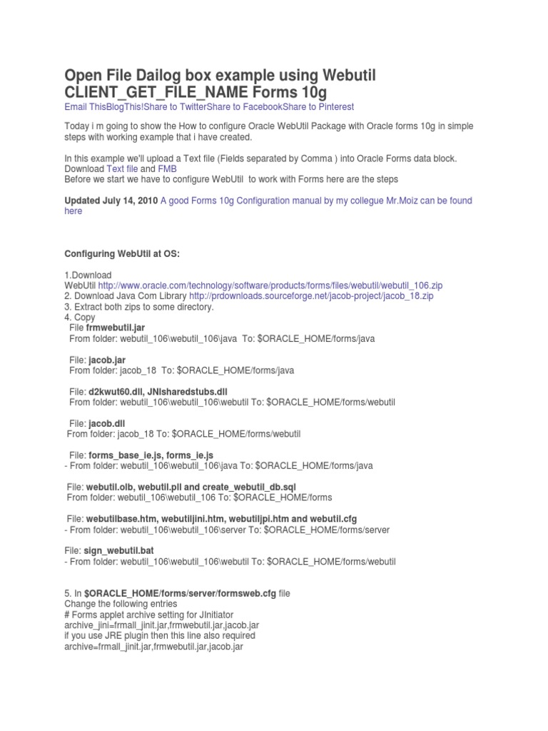 Webutil Client Pdf Java Programming Language Windows Registry 8183