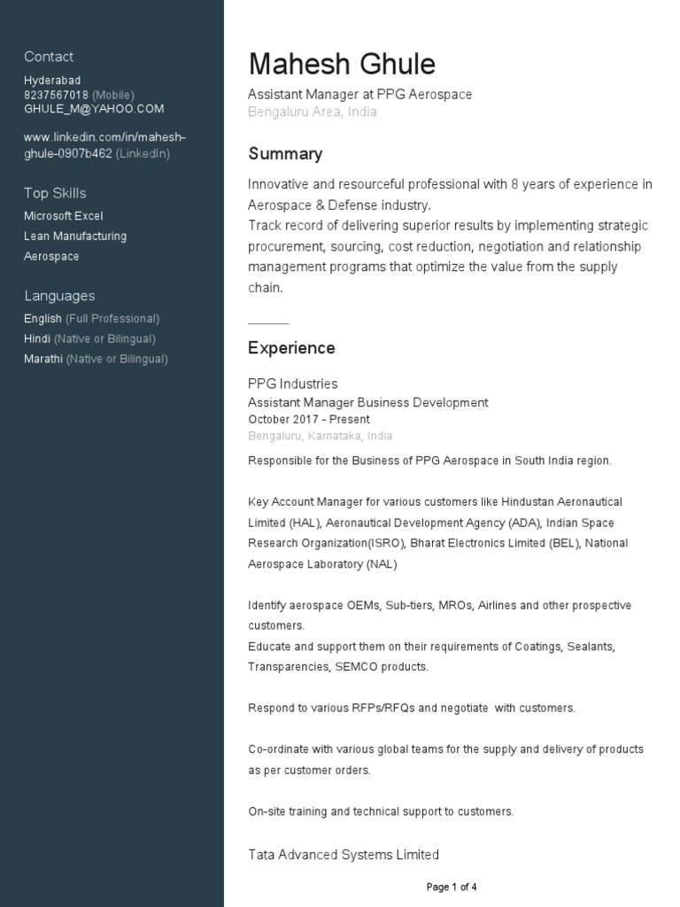 Mahesh Ghule - PPG Industries | PDF