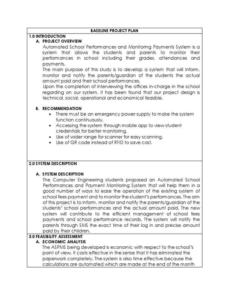 Baseline Project Plan | PDF | System | Information Technology