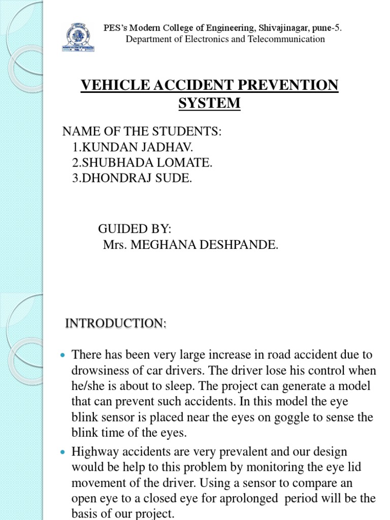 Project Report For Vehicle Accident Prevention System | PDF | Analog To ...