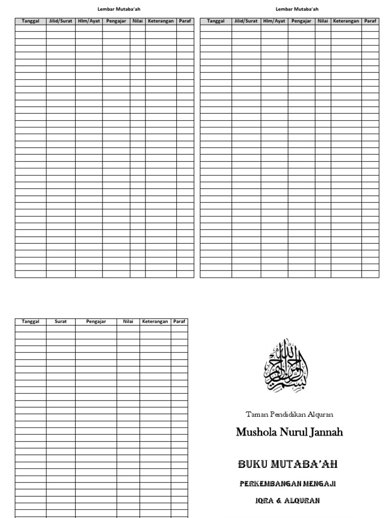 Buku Mutabaah Nurul Jannah | PDF | Agama & Spiritualitas