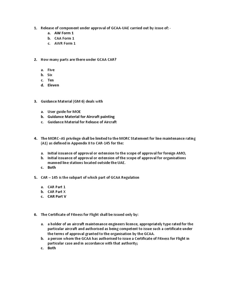 GCAA Question | PDF