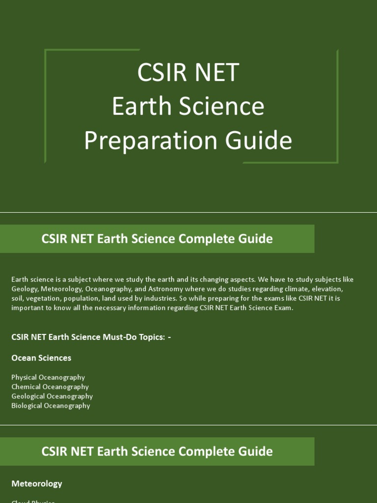 CSIR NET Earth Science Complete Guide | PDF