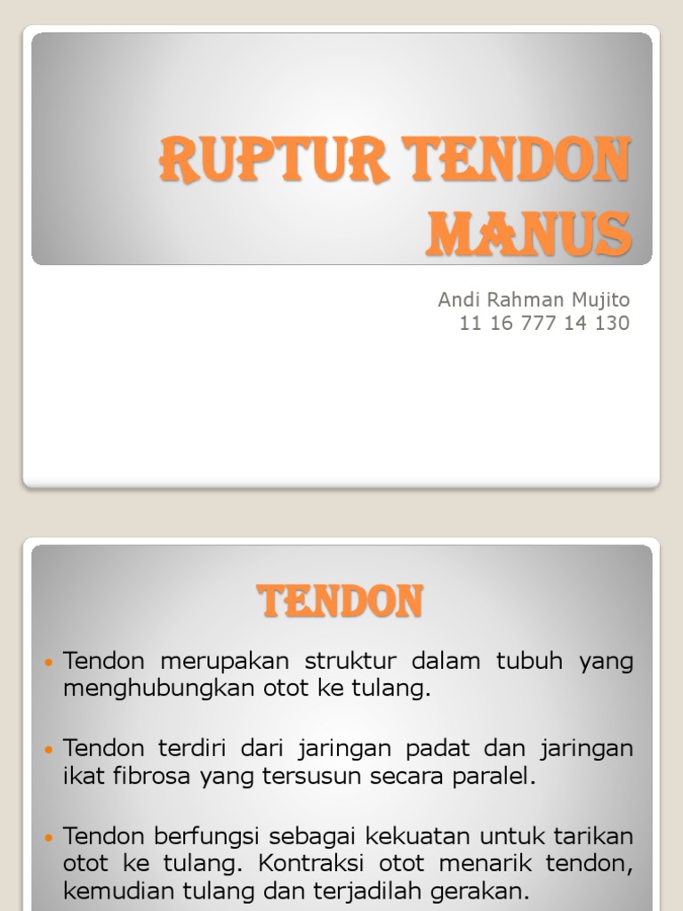 Ruptur Tendon Flexor Extensor | PDF