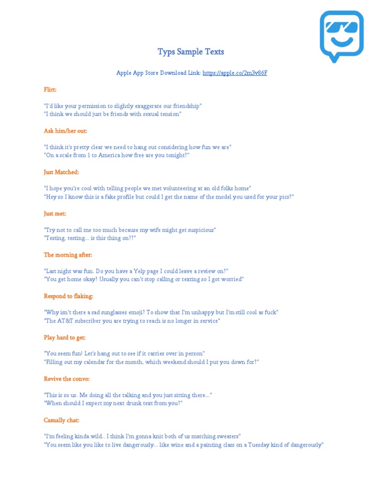 Flirty Text Examples for Him | PDF