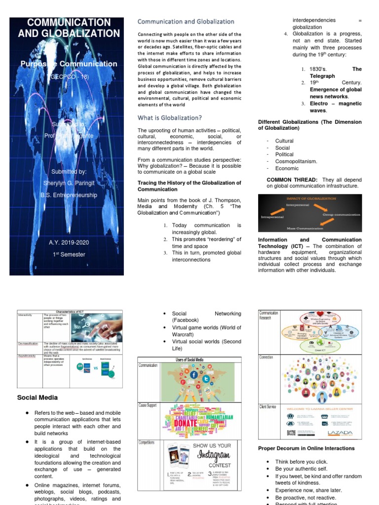 Communication and Globalization Brochure | PDF | Social Media | Popular ...