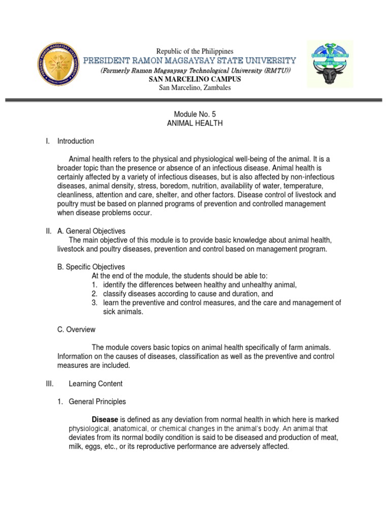 Module 5 Animal Health | PDF | Immunity (Medical) | Parasitism