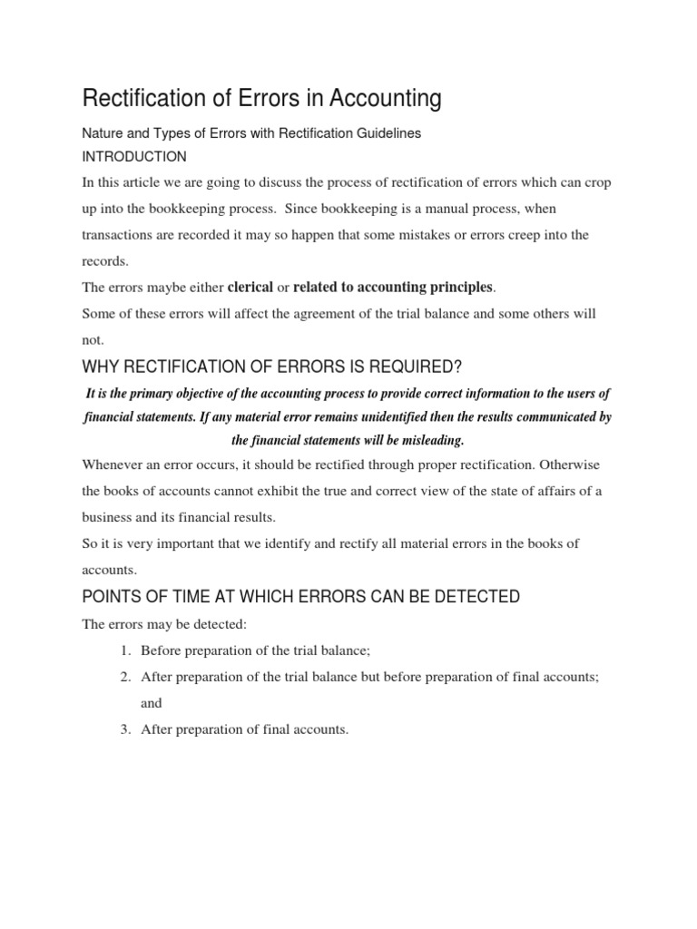 Rectification of Errors | PDF | Debits And Credits | Bookkeeping