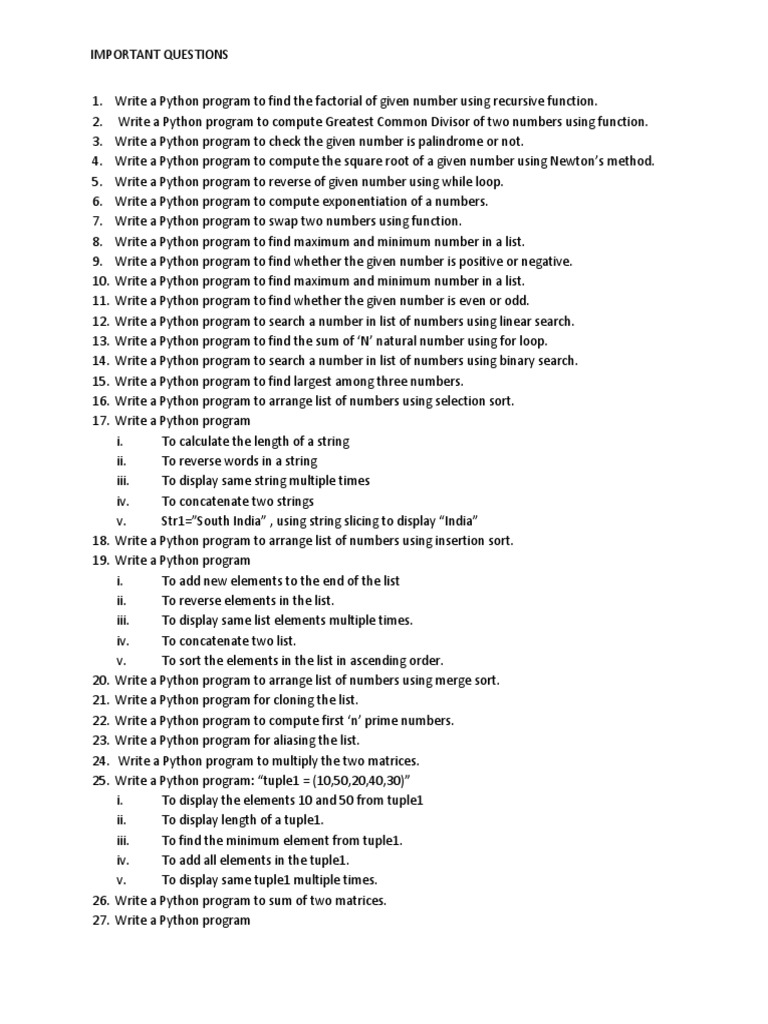 Important Programs | PDF | Numbers | String (Computer Science)