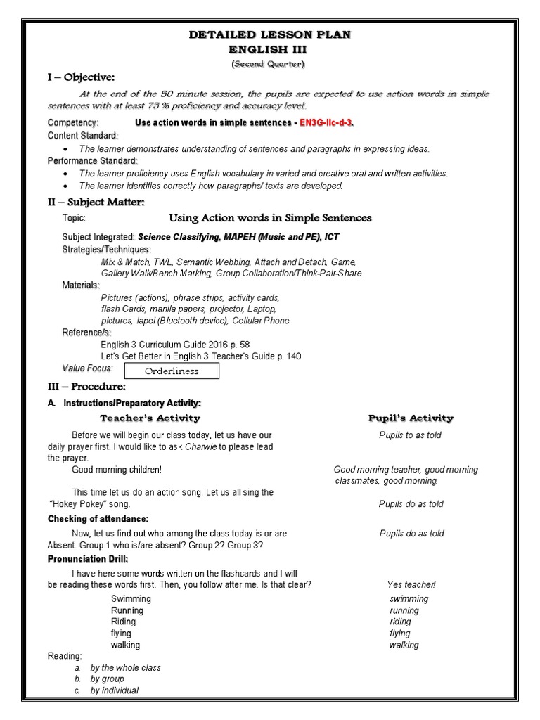 Detailed Lesson Plan in English III | PDF | Phrase | Sentence (Linguistics)