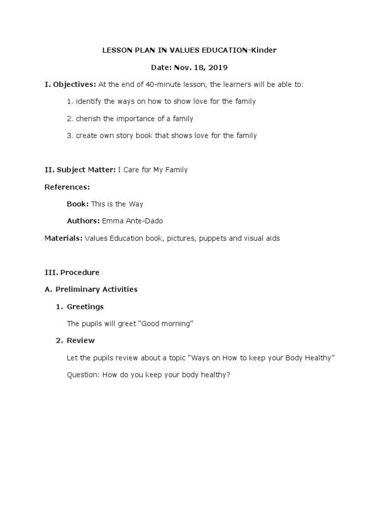 Final Demo Lesson Plan in Values Education | PDF