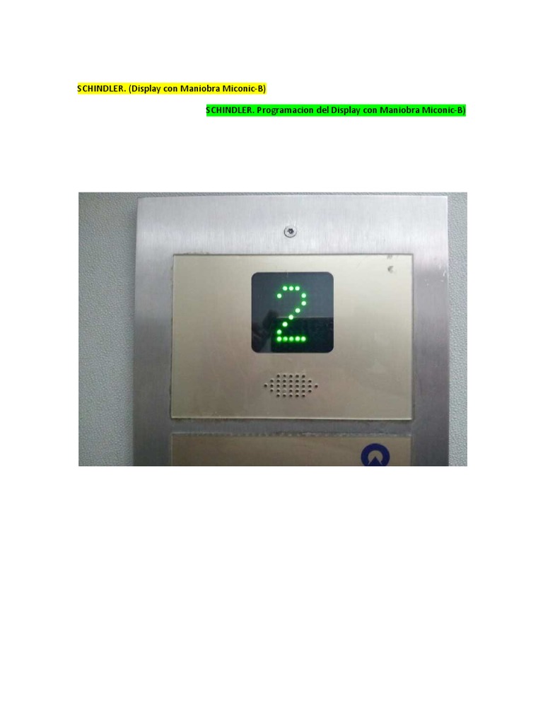 SCHINDLER (Display Con Maniobra Miconic-B) PDF | PDF