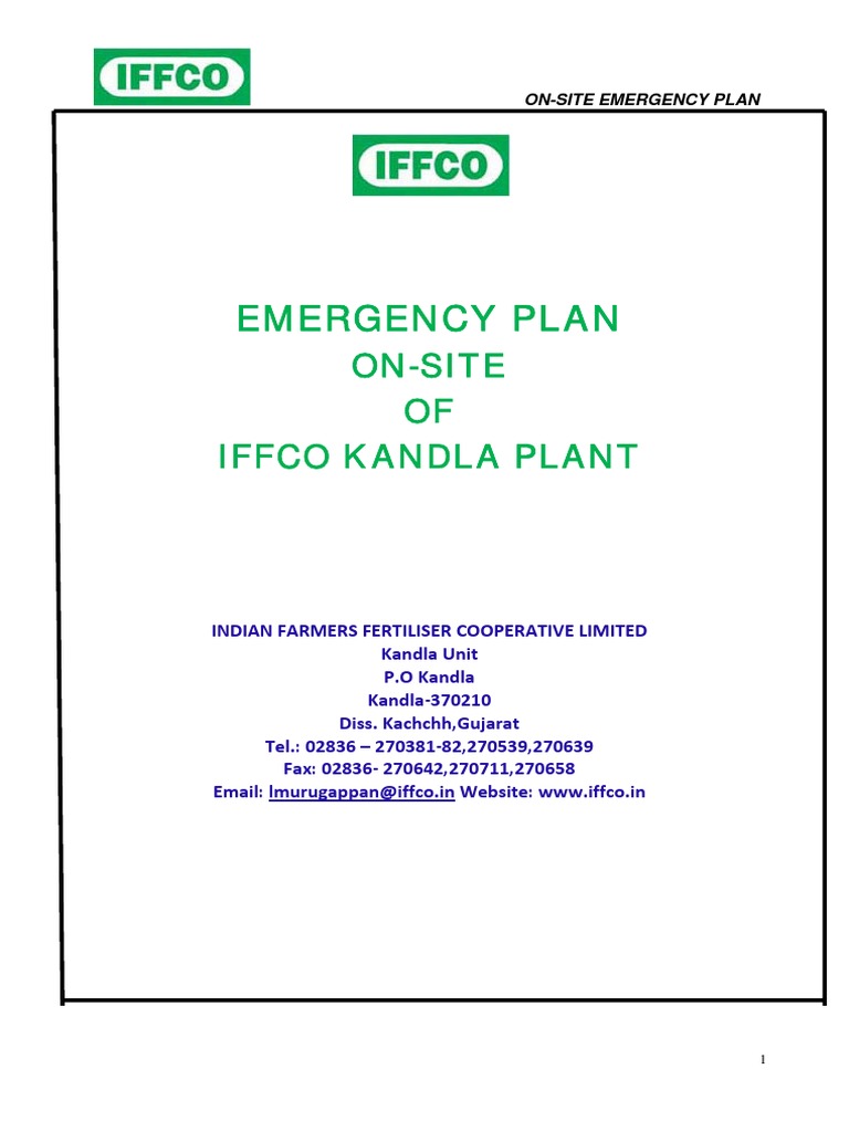IFFCO Onsite Emergency Plan | PDF | Technology & Engineering
