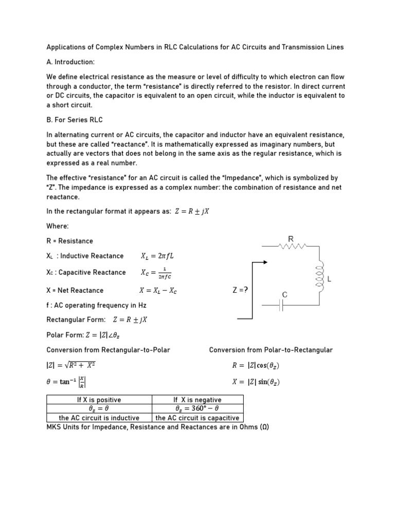 Impedance Calculations For Advanced Eng Math PDF | PDF