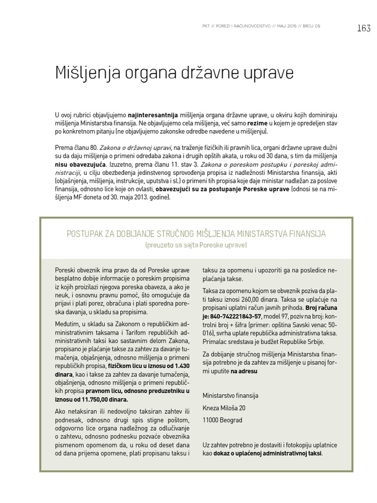 Misljenja Organa Drzavne Uprave | PDF