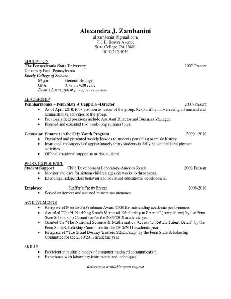 Alexandra's Resume | PDF | Pennsylvania State University ...