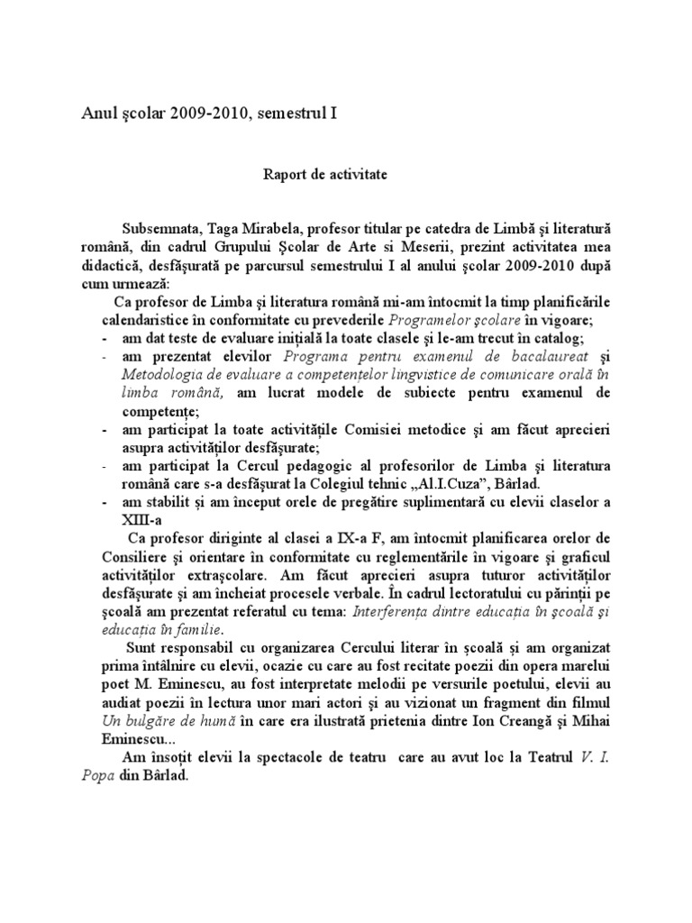 Raport de Activitate | PDF