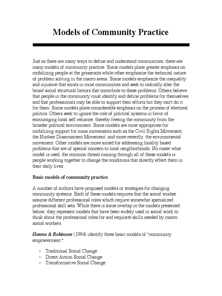 Models of Community Practice 4007 2015 PDF | PDF
