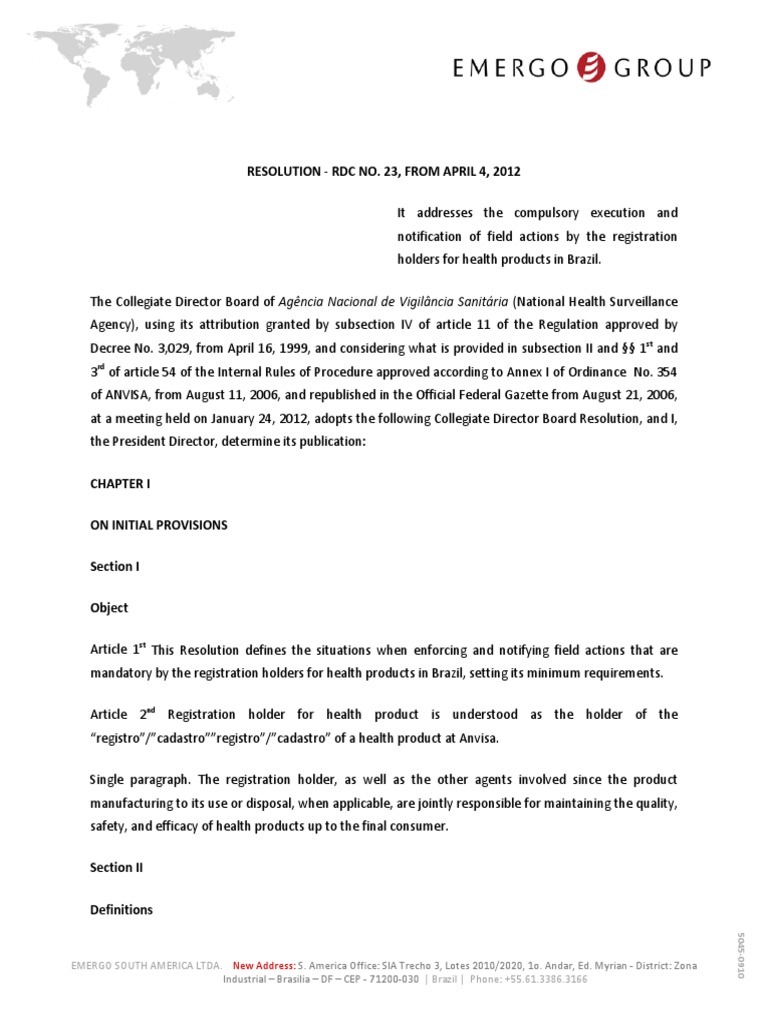 RDC 23 2012 Field Action Requirements | PDF