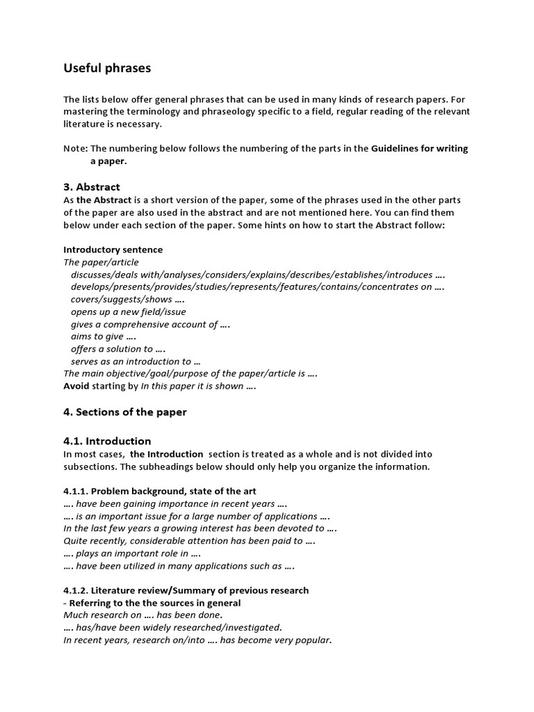 Useful Phrases - Academic Writing | PDF | Scientific Method | Abstract ...