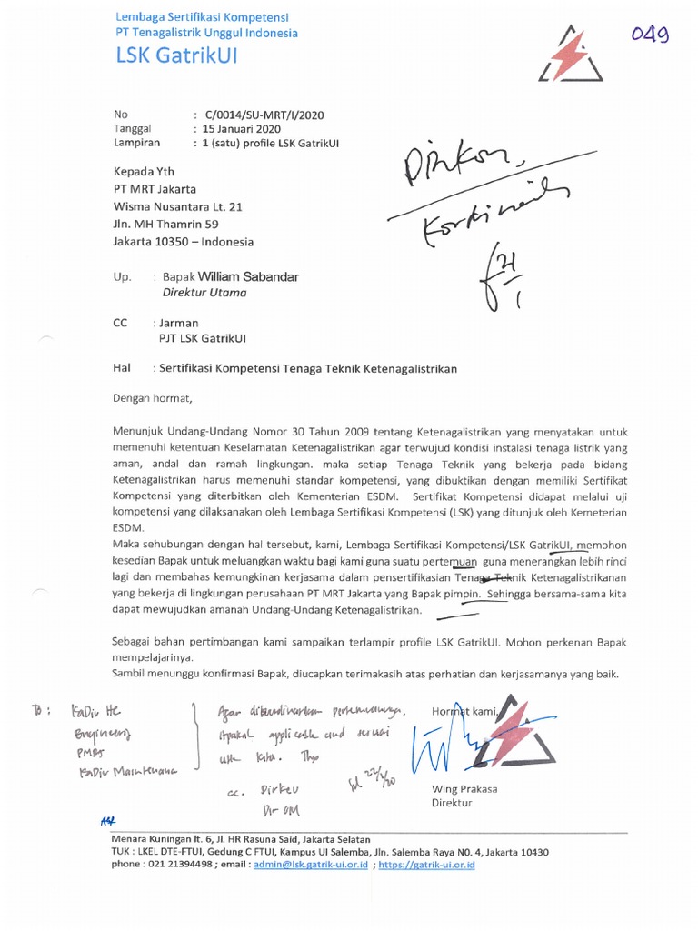 S - 049 - LSK Gatrik UI - Sertifikasi Kompetensi Tenaga Teknik Ketenagalistrikan | PDF