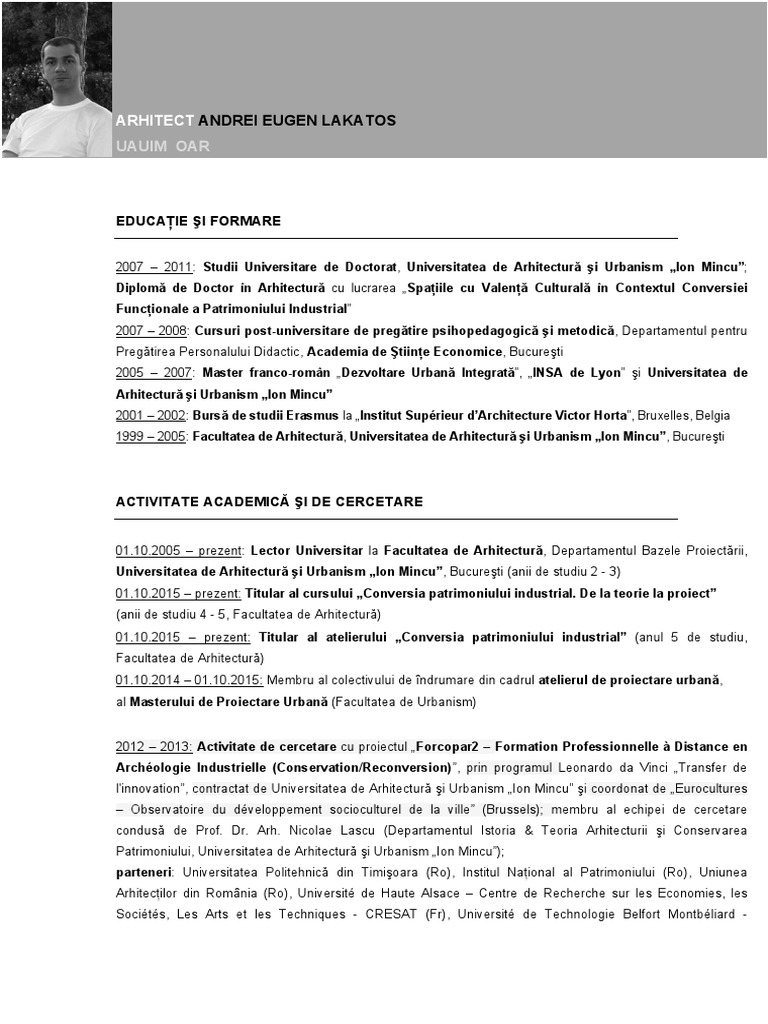 CV Andrei Eugen Lakatos PDF | PDF