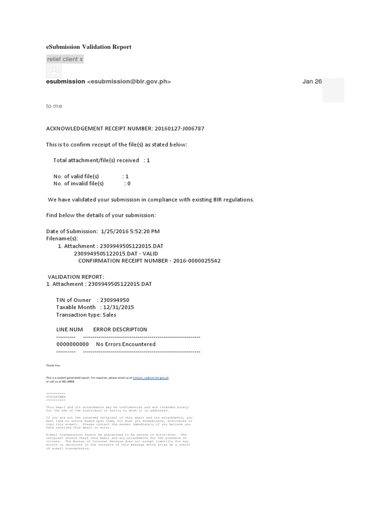 Esubmission Validation Report | PDF