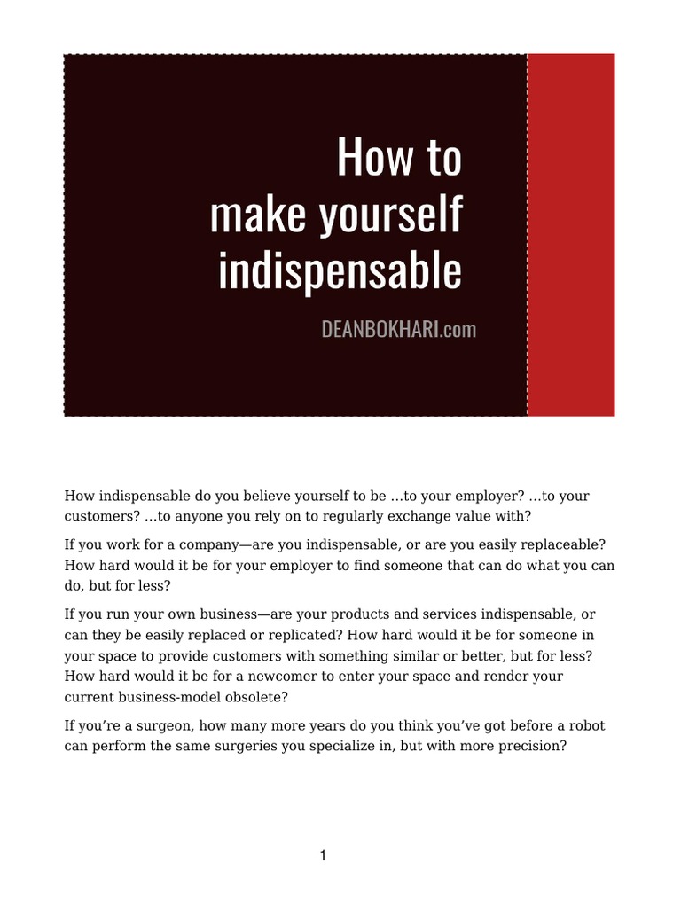How To Make Yourself Indispensable | PDF