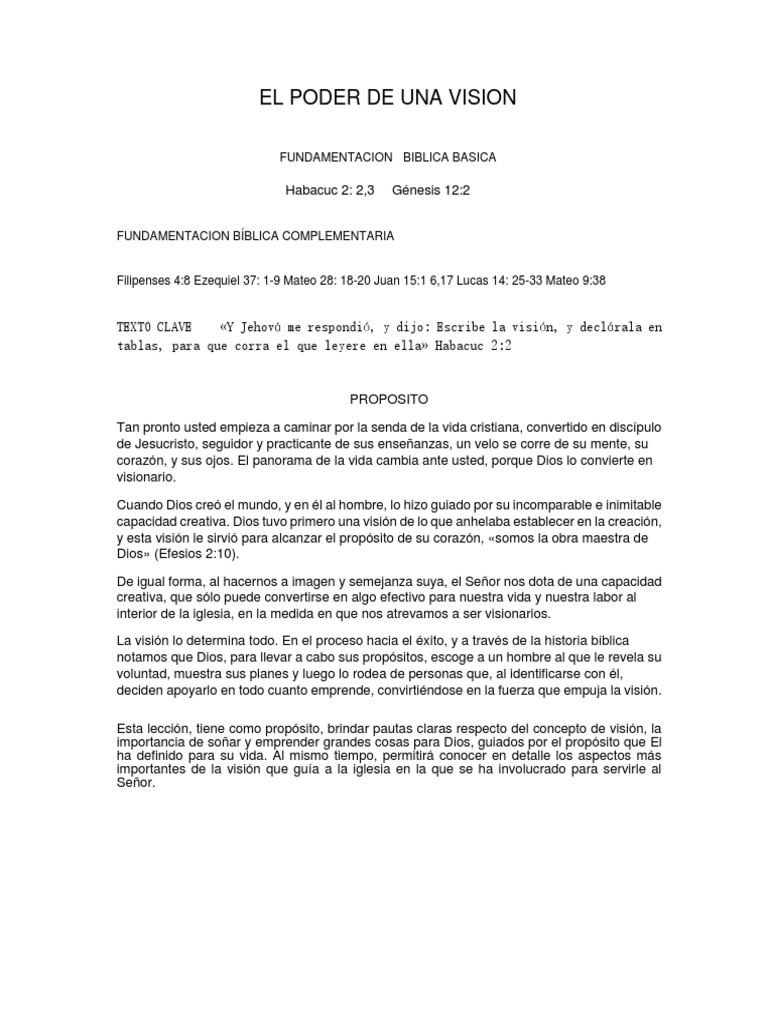 EL PODER DE UNA VISION Clase 1 | PDF | Crecimiento personal y ...
