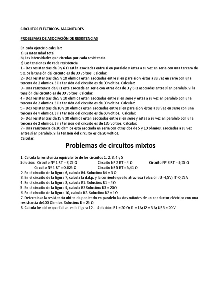 Ejercicios de Resistencias | PDF