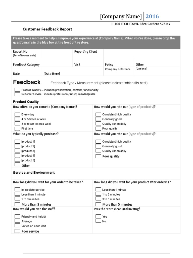 Customer Feedback Report