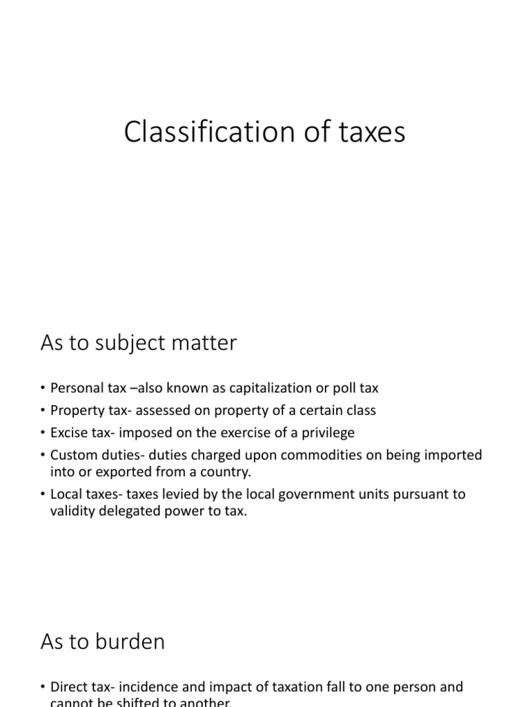 Tax Classification Overview | PDF