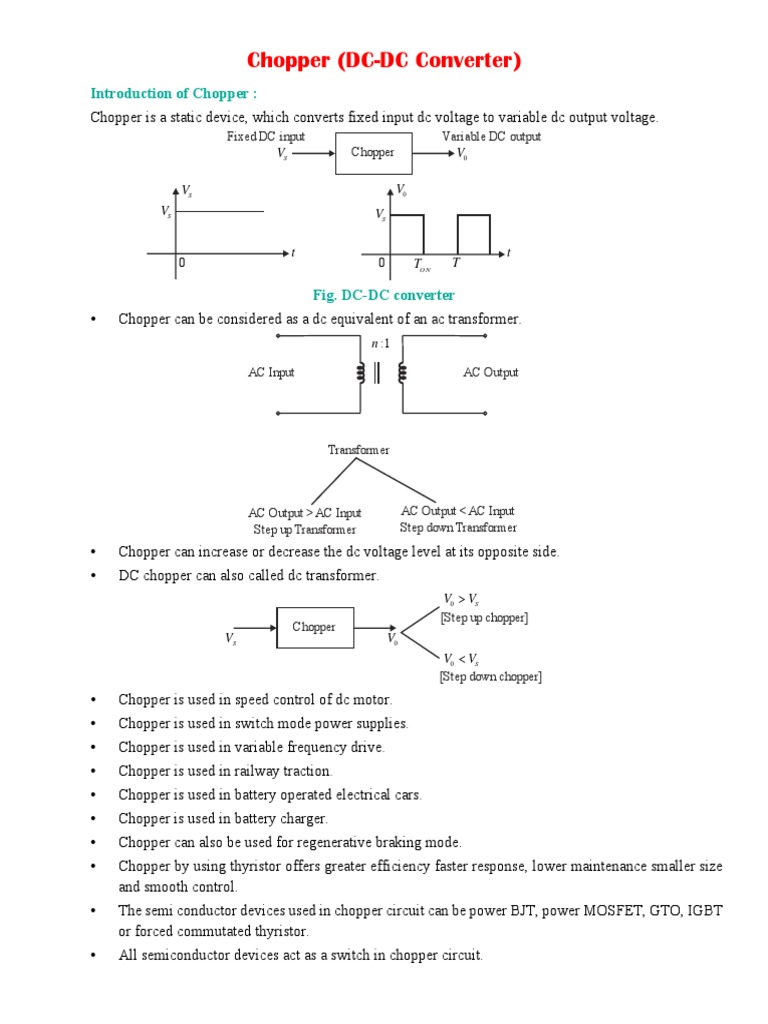 Chopper DC-DC Converter Overview | PDF | Computers
