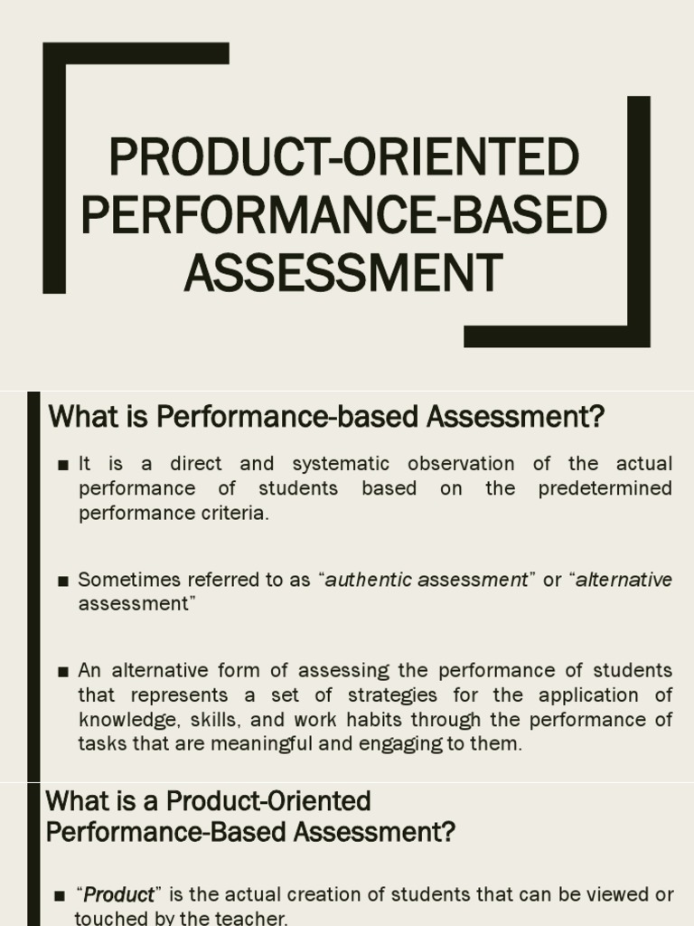 Product-Oriented Performance-Based Assessment | PDF