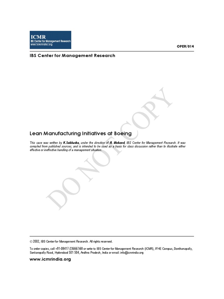Boeing's Lean Manufacturing Shift | PDF