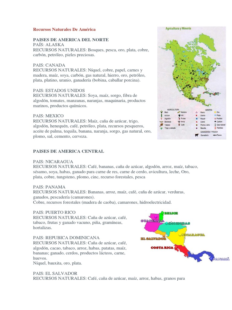 Distribución de Recursos Naturales de América | PDF