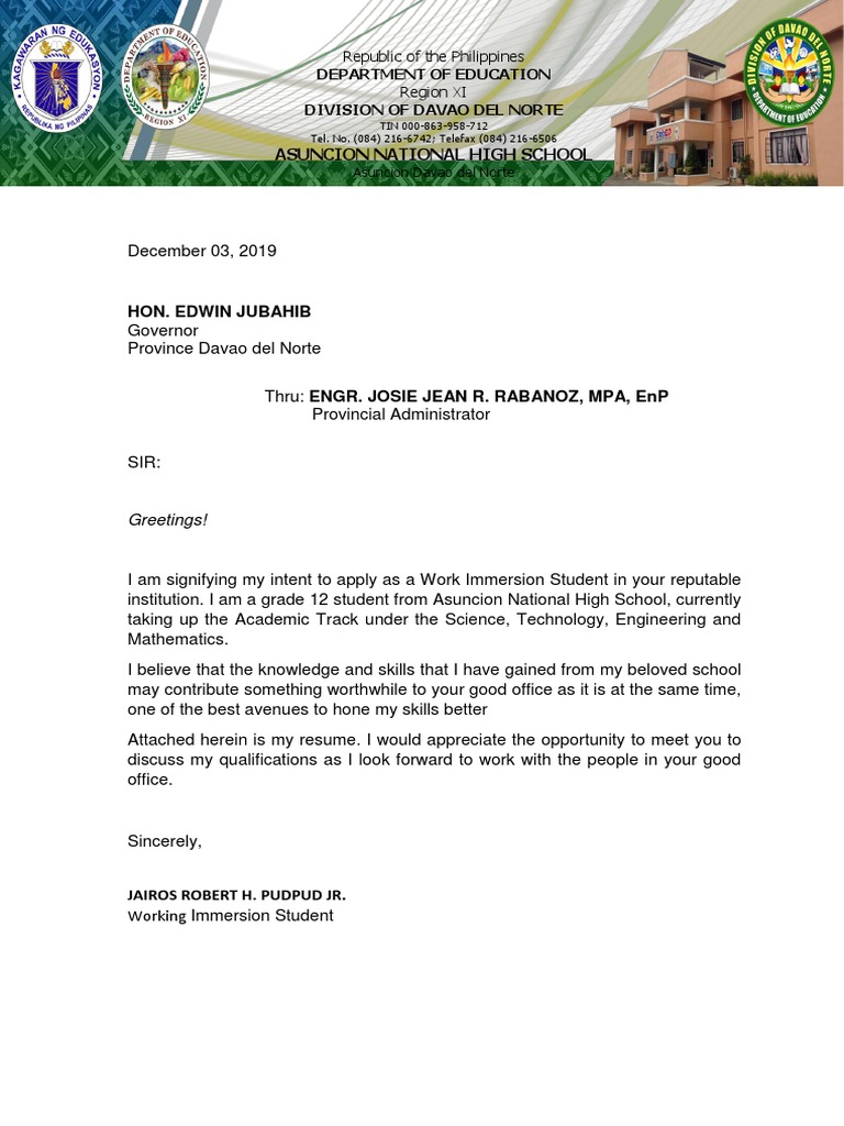 Appli Letter Pudpud | PDF