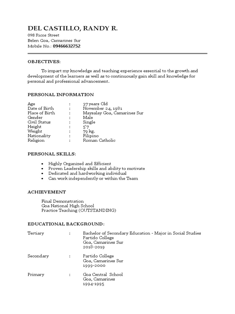 Resume RANDY | PDF