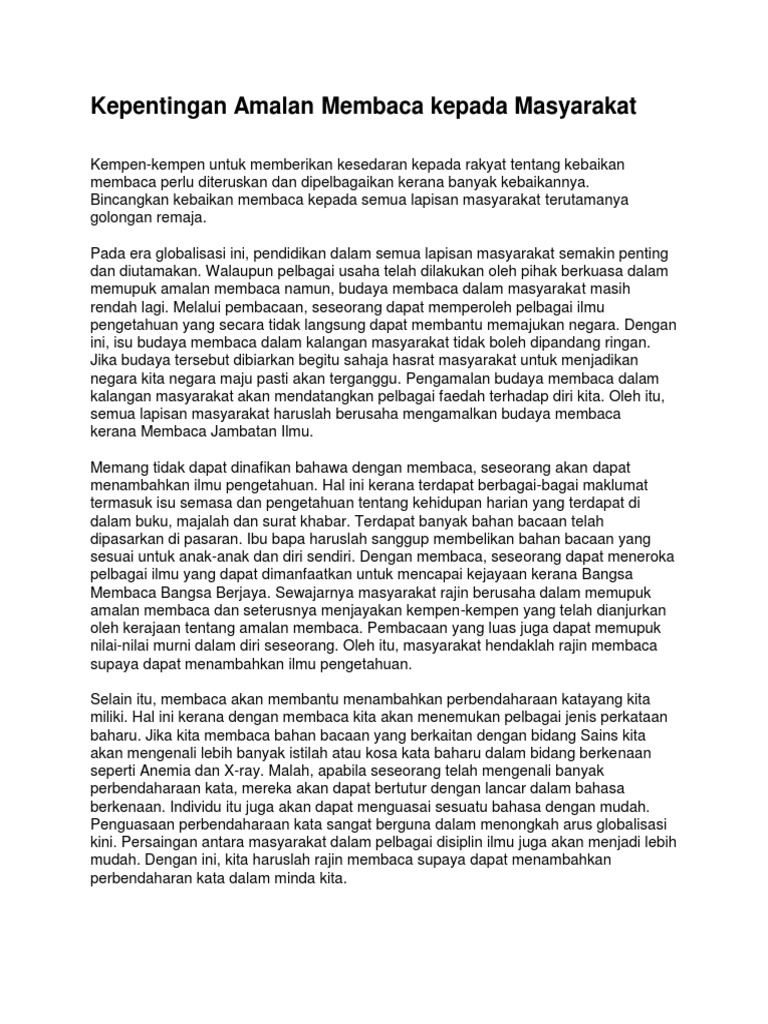 Kepentingan Amalan Membaca Kepada Masyarakat | PDF | Ilmu Sosial