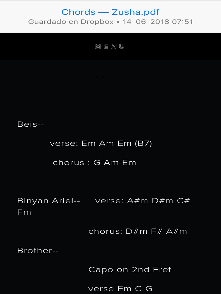 Chords - Zusha | PDF | Language Arts & Discipline