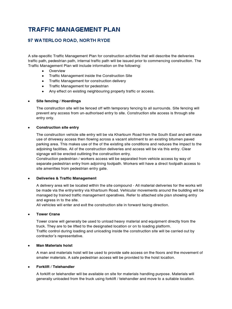 Traffic Management Plan for Construction | PDF