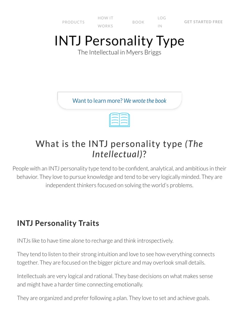 INTJ Personality Type - The Intellectual | PDF