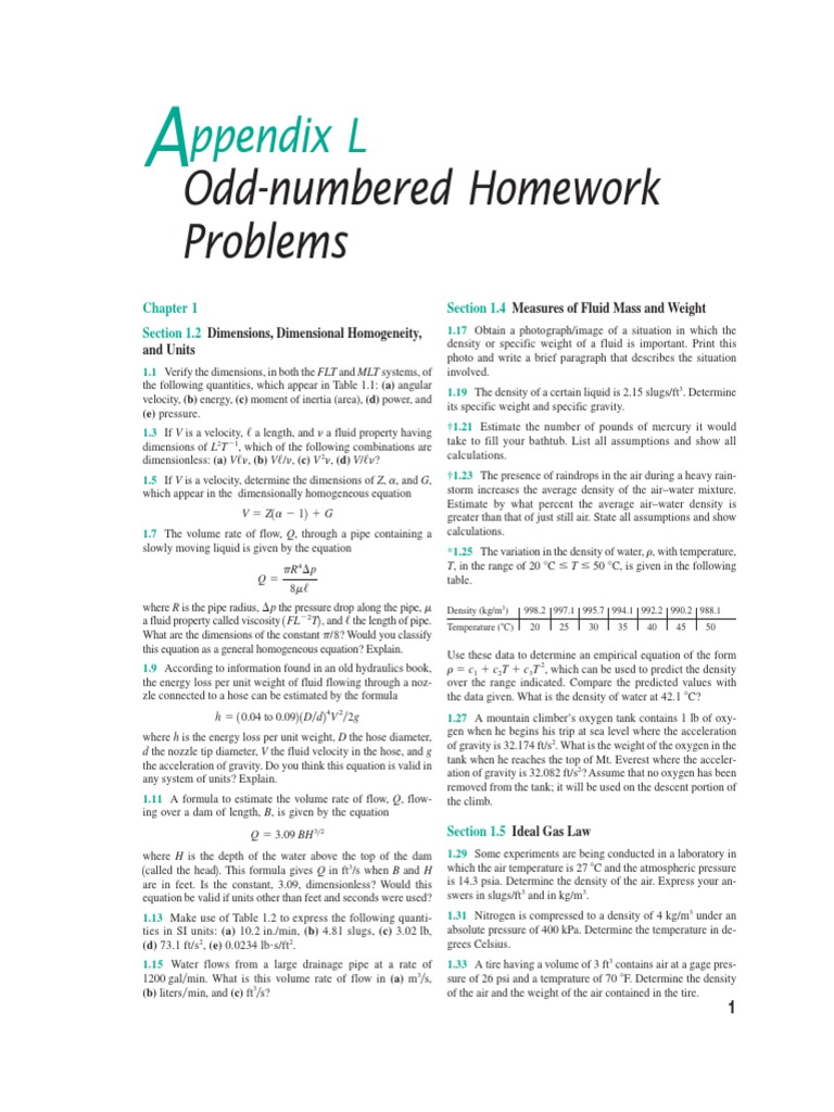 Appendix L Odd Numbered Problems Pdf Pdf 