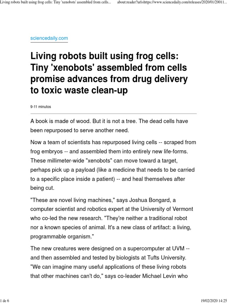 Living Robots Built Using Frog Cells - Tiny 'Xenobots' Assembled From Cells Promise Advances ...
