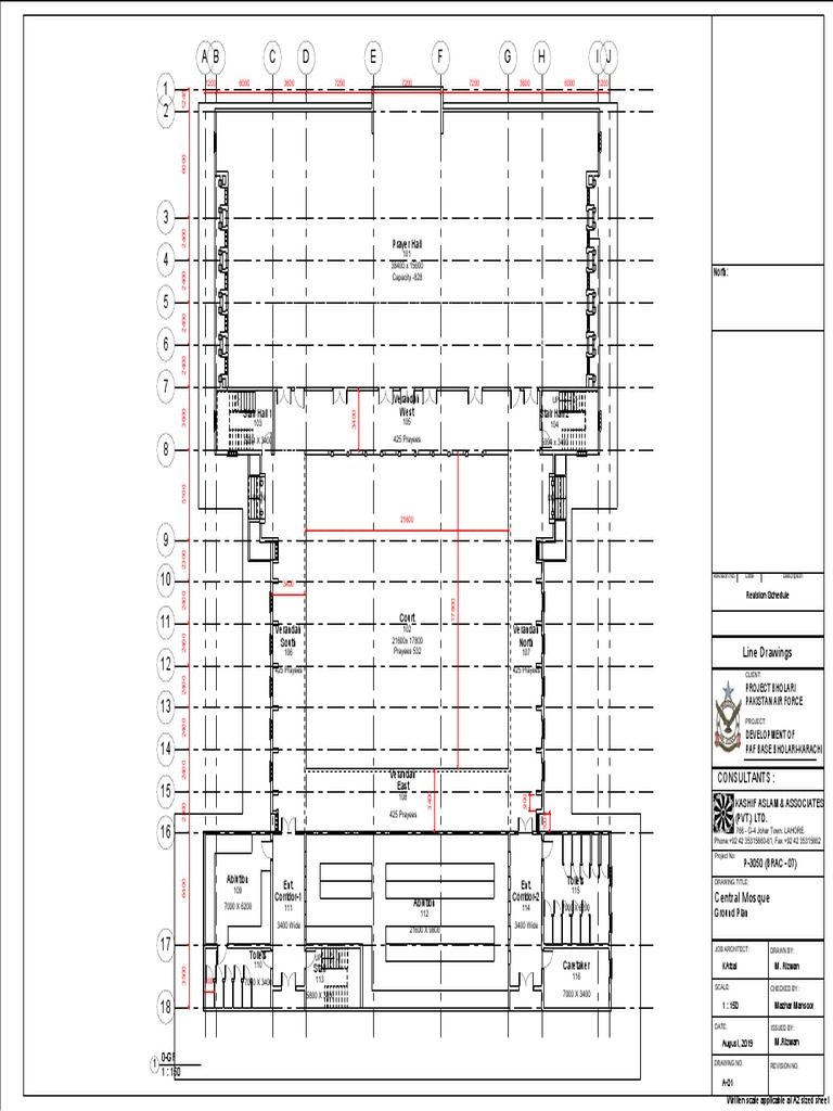Central Mosque Floor Plan Design | PDF