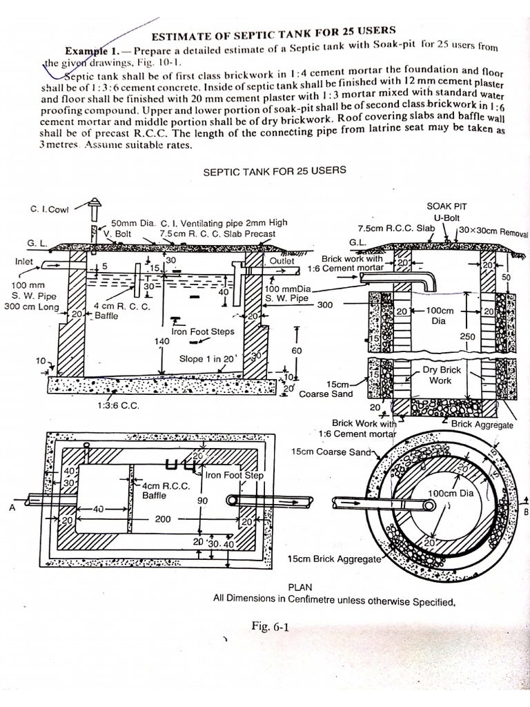 Example 1 Estimate of Septic Tank For 25 Users | PDF